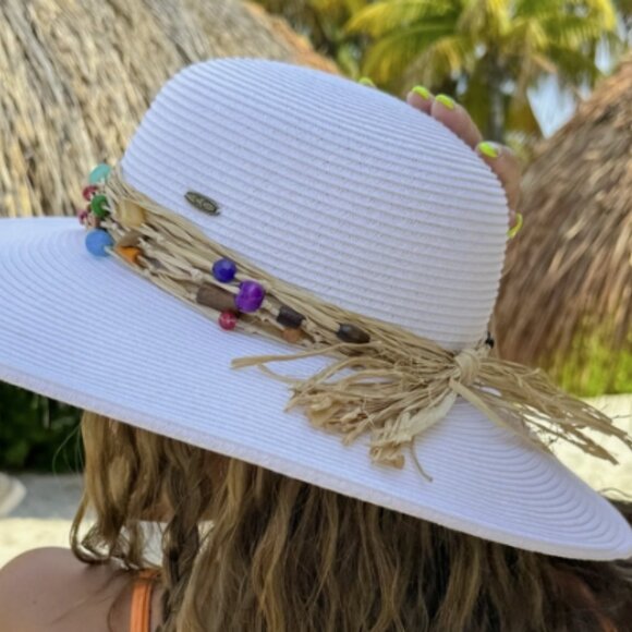 C.C Beanie | Accessories | Shell Trim Wide Brim Cc Straw Hat | Poshmark